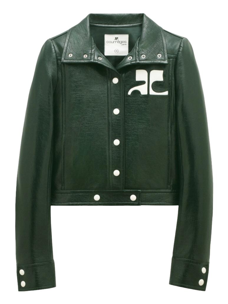 COURREGES Courrèges Vinyl Cropped Jacket with AC Logo Detail